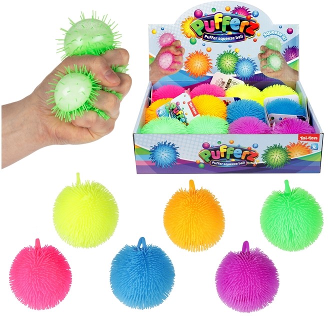 PUFFERZ Kneadable puffer ball foam 8cm 90gr 6 assorted (12 in display)