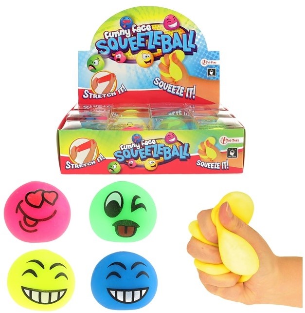 Anti stress ball -Emoji- (fidget) 12 assorted in display (12) 6x6x6cm.